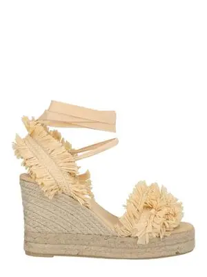 CastaÑer Belisa Espadrille Wedges With Raffia Detailing - Beige