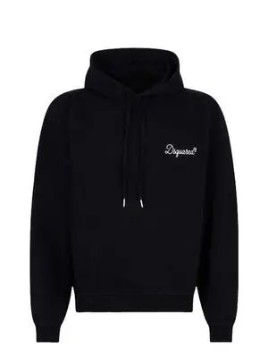 Dsquared2 Relaxed Fit Hoodie With Logo Detail - Black