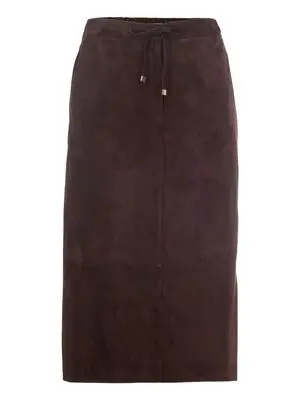 Max Mara S MAX MARA Luxury Lamb Leather Skirt Fango