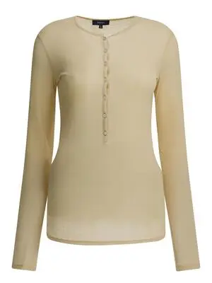 Soeur Ribbed Henley T-shirt - Beige