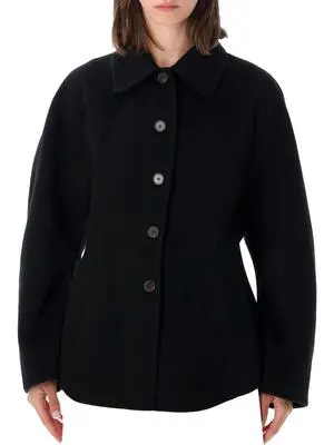 RÓHE ROHE Double-Faced Wool Sculptural Sleeve Jacket With Cinched Waist Nero
