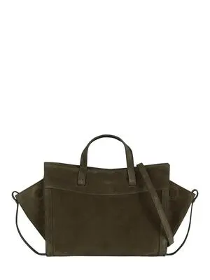 SAONARA BRAND Saonara Mini Shopping Olive Suede Bag - Green