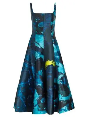 ROKSANDA Zelia Printed Satin-twill Midi Dress - Multicoloured