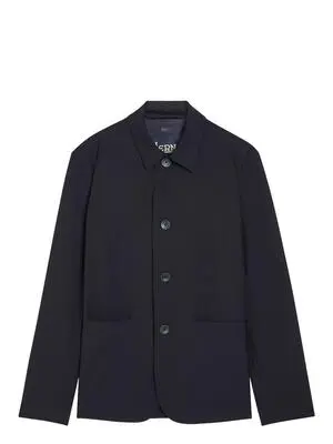 Herno Woven Jacket With Camp Collar And Patch Pockets - Navy