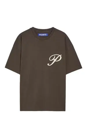 PICANTE Gallery Logo Cotton T-shirt - Brown