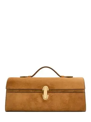 Savette Slim Symmetry Suede Pochette - Tan