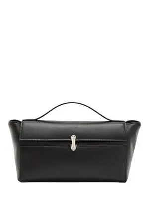 Savette Trapeze Leather Pochette With Top Handle - Black