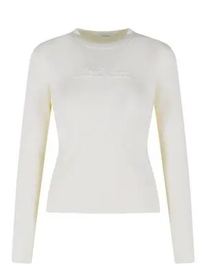 Max Mara Logo Embossed Crewneck Jumper - White