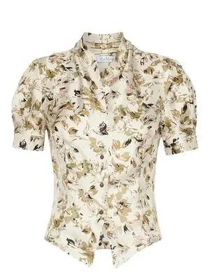 MAX MARA Max Mara Printed Silk Twill Short Sleeve Shirt