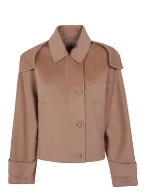 TWINSET Hooded Casual Jacket With Button Details - Brown