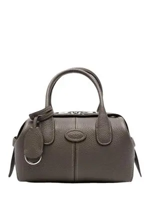 TOD'S Logo-patch Pebbled Tote Bag - Grey