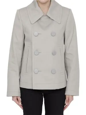 Bottega Veneta Double Breasted Peacoat - Gray