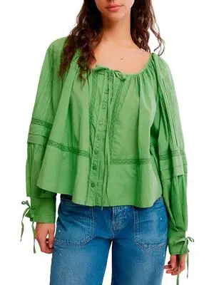Free People La Lune Cotton Top - Jade