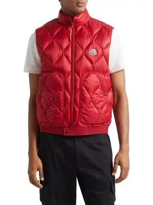 Moncler Erelia Diamond Quilted Down Vest - Deep Red