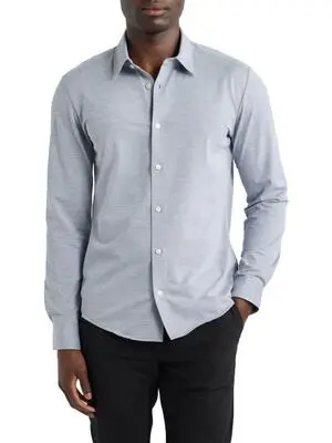 BOSS Roan Slim Fit Performance Button-up Shirt - Blue Grey