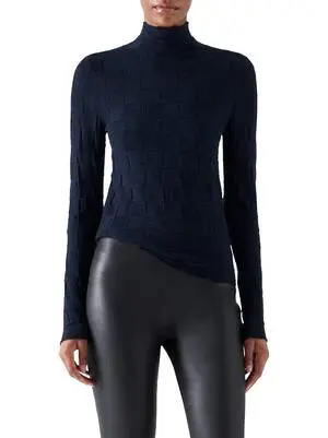 Akris 3d Dice Virgin Wool Turtleneck Sweater - Navy