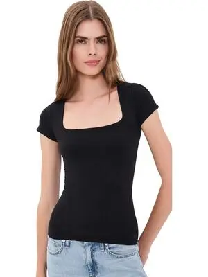 Free People Clean Lines Baby Tee - Black