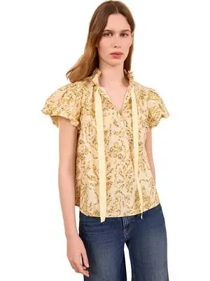 Ulla Johnson Estela Short Sleeve Cotton Top - Chamomile