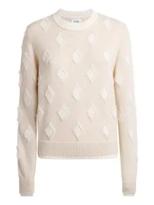 BARRIE Cashmere Argyle Sweater With Fringe Detail - Beige
