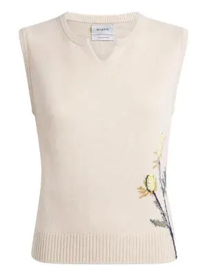 BARRIE Sleeveless Cashmere Thistle Knit Top - Beige