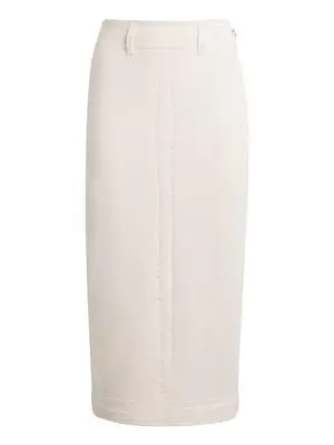 BARRIE Cashmere And Cotton Blend Midi Skirt With Distressed Detailing - Ivory
