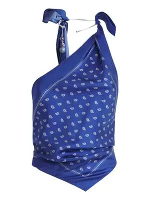 Christopher Esber Silk Bandana Tie Top - Blue
