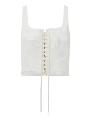 Alexander McQueen Fil Coupé Floral Corset Top - White