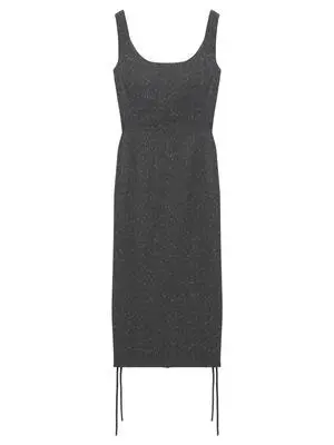 Alexander McQueen Wool Metallic Pinstripe Midi Dress - Grey