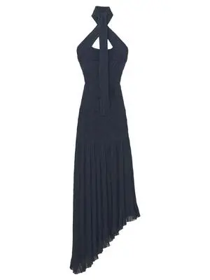 Alexander McQueen Asymmetrical Halterneck Midi Dress - Blue