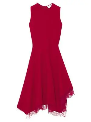 Alexander McQueen Sleeveless Lace-trim Midi Dress - Red