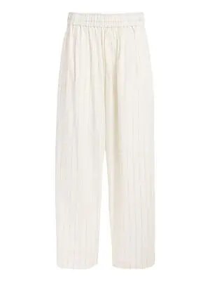 ST. AGNI Relaxed Fit Pinstripe Trousers - Ivory