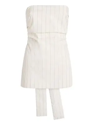 ST. AGNI St. Agni Pinstripe Tie-Detail Bandeau Top Ivory