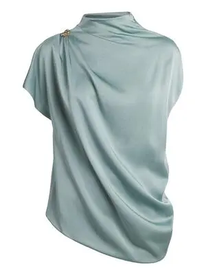 Fabiana Filippi Satin Asymmetrical Draped Blouse - Green