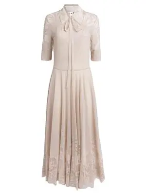 Fabiana Filippi Lace Jacquard Midi Dress - Beige