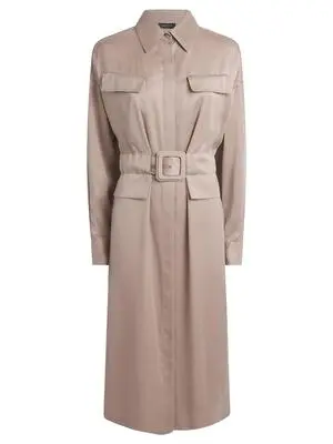 Fabiana Filippi Wool-blend Safari Midi Dress With Tie Belt - Brown