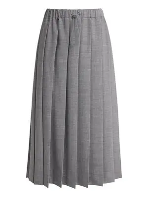 Fabiana Filippi Wool Pleated Midi Skirt - Grey