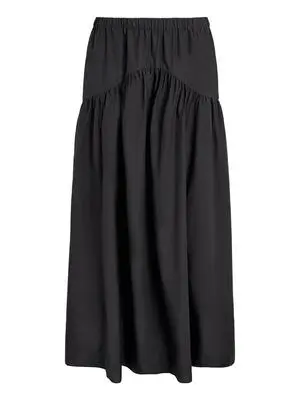 Theory Curved Yoke Midi Skirt - Black