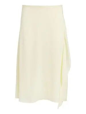 Theory Crushed Satin Draped Sarong Midi Skirt - Ivory