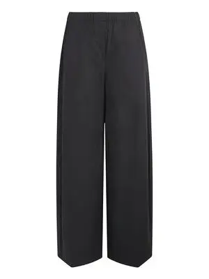 Theory Cotton Wide-leg Trousers - Black