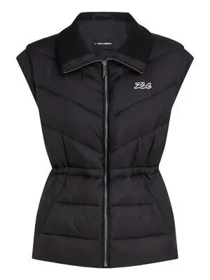 Karl Lagerfeld Drawstring-waist Quilted Gilet - Black