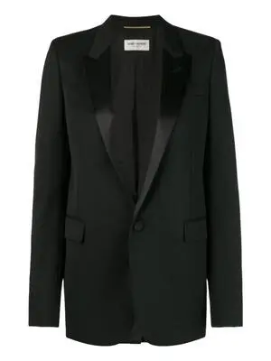 Saint Laurent Tuxedo Jacket With Peak Lapel - Black