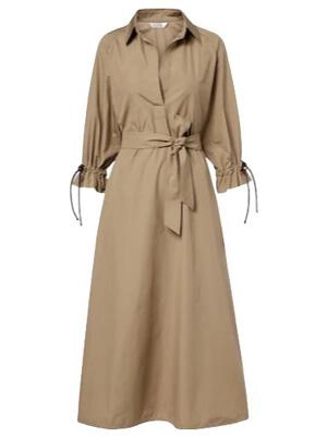 Max Mara Cotton Midi Shirt Dress With Belt - Nude