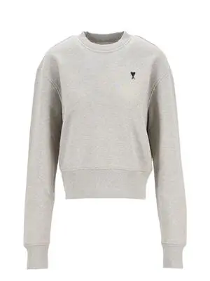 AMI Paris Crewneck Sweatshirt With Embroidered Logo - White
