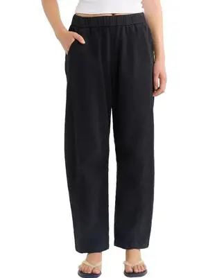 Marine Layer Pull-on Barrel Leg Twill Pants - Black