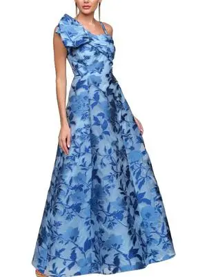 Js Collections Anya Floral A-line Gown - Sky