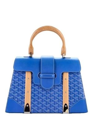 Goyard Saigon Top Handle Bag Coated Canvas With Leather Mm - Blue