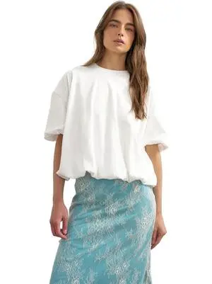 Topshop Bubble Hem Cotton T-shirt - Ivory