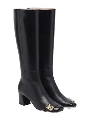 Valentino Garavani V Vlogo Leather Knee-high Boots - Black