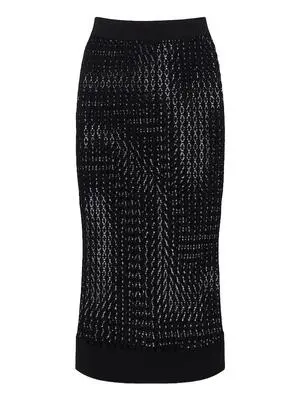 Saint Laurent Pointelle Pencil Skirt - Black