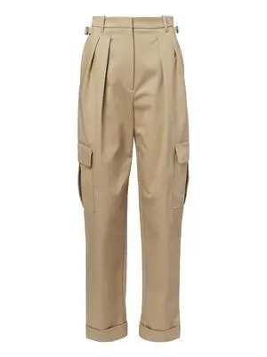 MUGLER Pleated Cotton-blend Cargo Pants - Beige